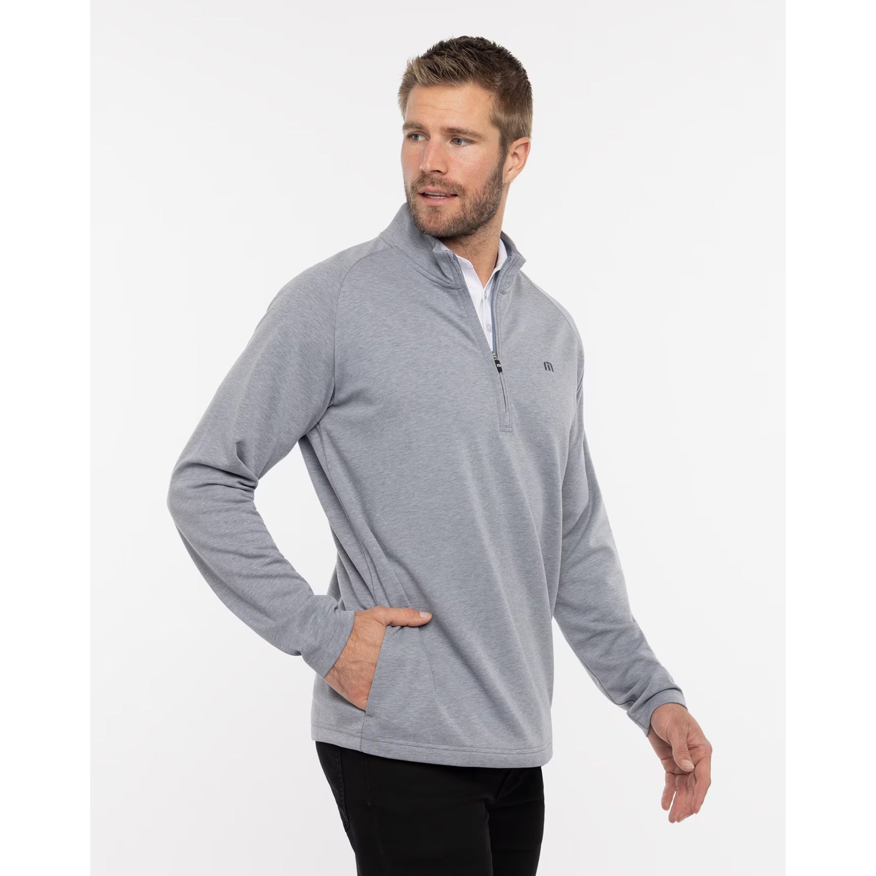 TRAVIS MATHEW MENS UPGRADED PULLOVER - HEATHER GREY | Golf Anything Canada