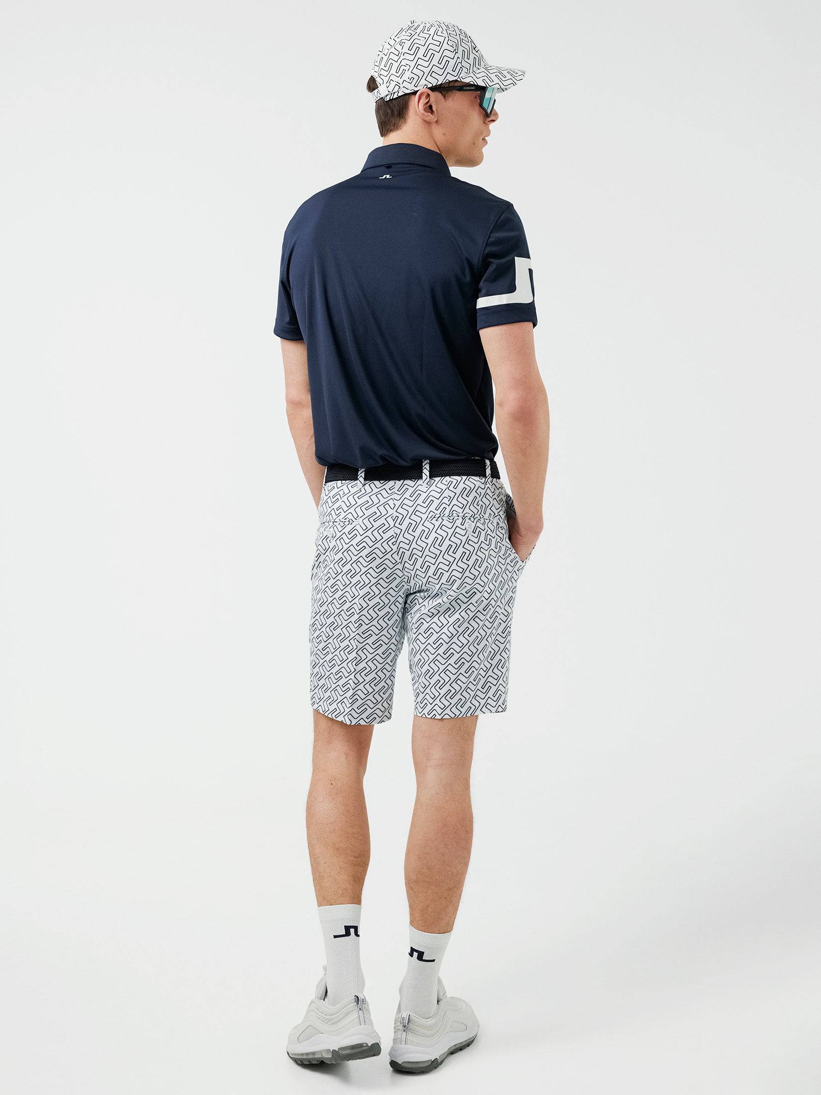 J.Lindeberg Mens Tim Golf Shorts - NAVY BRIDGE MONOGRAM | Golf Anything ...